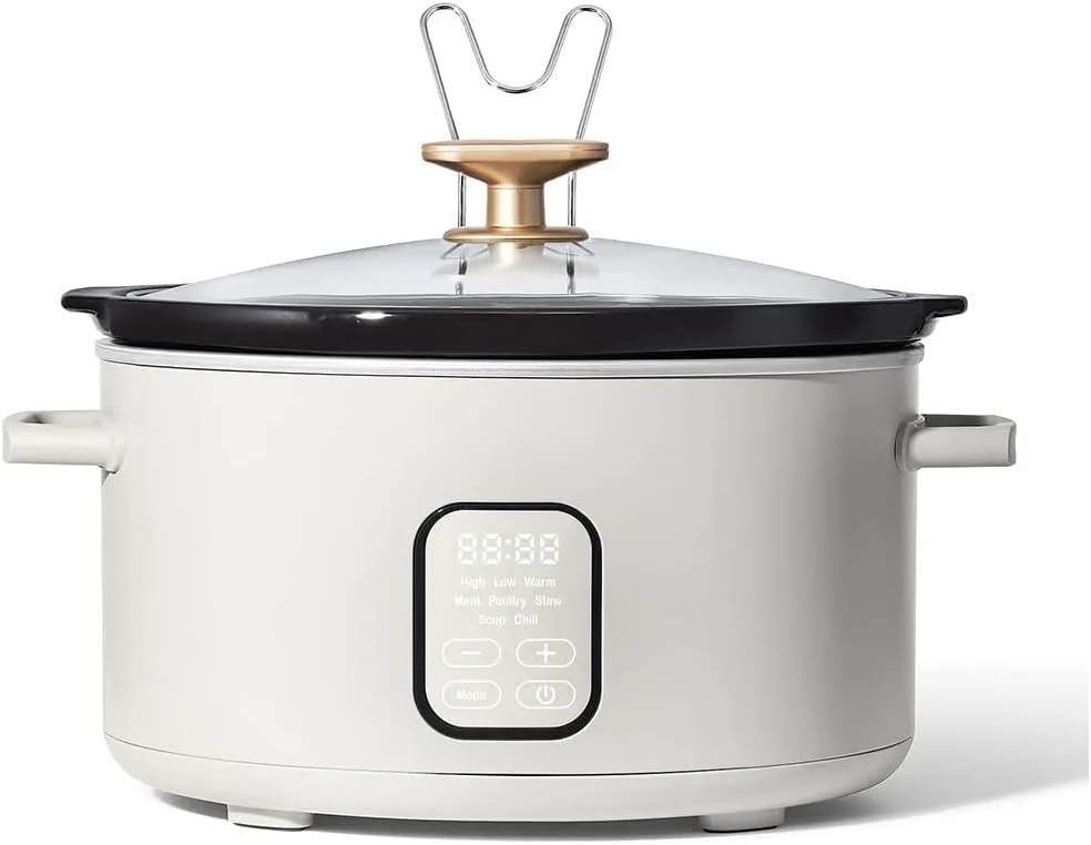 Touchscreen Slow Cooker, Kitchenware by Drew Barrymore 6QT Programmable Cooker with Touch-Activated Display (White Icing)