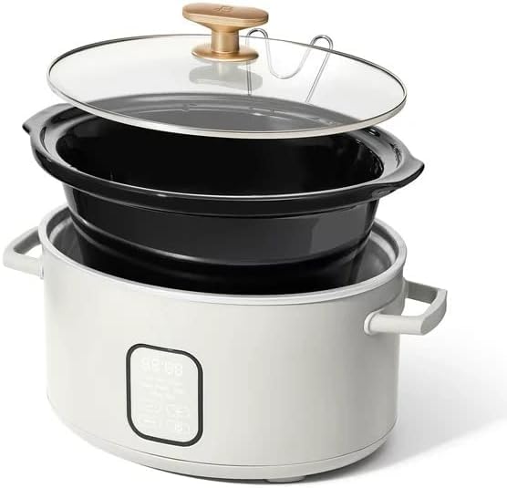 Touchscreen Slow Cooker, Kitchenware by Drew Barrymore 6QT Programmable Cooker with Touch-Activated Display (White Icing)