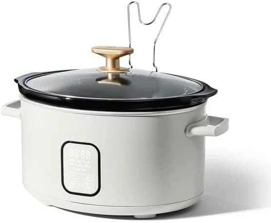 Touchscreen Slow Cooker, Kitchenware by Drew Barrymore 6QT Programmable Cooker with Touch-Activated Display (White Icing)