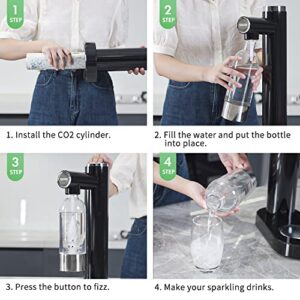 SNLIDE Soda Maker, Soda Water Machine with 1L BPA Free Pet Bottle & DIY Stickers, Easy to Operate, Sparkling Water Maker for Home, with One 60L CO2 Exchange Carbonator