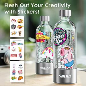 SNLIDE Soda Maker, Soda Water Machine with 1L BPA Free Pet Bottle & DIY Stickers, Easy to Operate, Sparkling Water Maker for Home, with One 60L CO2 Exchange Carbonator