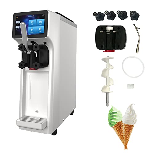 BZD Commercial Ice Cream Maker Machine - 1000W Single Flavor Soft Serve 110V Ice Cream Machine 2.7 to 4 Gallons Per Hour Touch LCD Display & Auto Clean, The Ideal Ice Cream Machine for Home Bars Restaurants