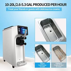 BZD Commercial Ice Cream Maker Machine - 1000W Single Flavor Soft Serve 110V Ice Cream Machine 2.7 to 4 Gallons Per Hour Touch LCD Display & Auto Clean, The Ideal Ice Cream Machine for Home Bars Restaurants