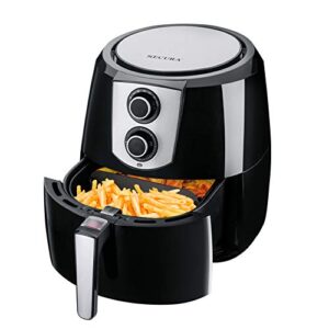 secura air fryer xl 5.5 quart 1800-watt electric hot air fryers extra large oven nonstick cooker for healthy oil-free low fat cooking with automatic timer and temperature control, bonus food divider