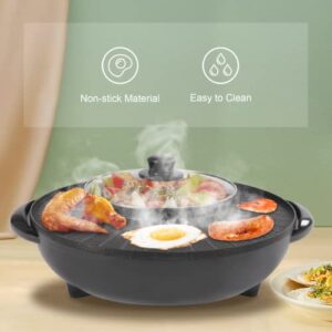 Circular Edition Hotpot Grill Combo Indoor BBQ, Electric Hot Pot with Divider, Portable Smokeless Grill,for Family and Friends Dinner