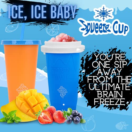 Todolobo Slushie Squeeze Maker Cup - Instant DIY Magic Frozen Smoothie & Drink Tumbler Set for Kids and Adults, Reusable & BPA-Free, Bonus Straw Spoon, Perfect for Parties and Gifts