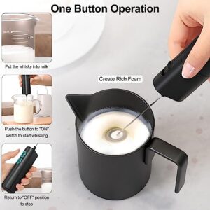 Milk Frother Handheld, COKUNST Battery Operated Milk Frother for Matcha Coffee, Electric Drink Mixer Portable Mini Foam Maker for Frappe, Hot Chocolate, Cappuccino and Latte, No Stand, Black