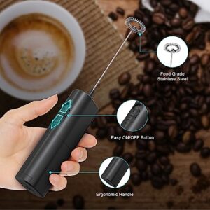 Milk Frother Handheld, COKUNST Battery Operated Milk Frother for Matcha Coffee, Electric Drink Mixer Portable Mini Foam Maker for Frappe, Hot Chocolate, Cappuccino and Latte, No Stand, Black