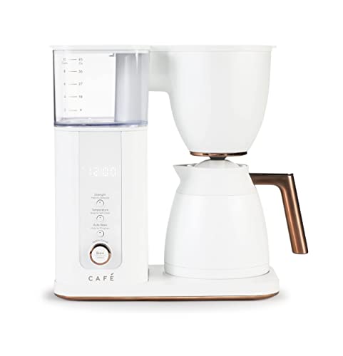 Café Specialty Drip Coffee Maker | 10-Cup Insulated Thermal Carafe | WiFi Enabled Voice-to-Brew Technology | Smart Home Kitchen Essientials | SCA Certified, Barista-Quality Brew | Matte White (Renewed)