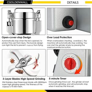 CGOLDENWALL 300g High-Speed Electric Grain Grinder Mill Stainless Steel for Commercial Spice Grinder Pulverizer for Dried Cereals Grains Spices Herbs 110V Gift for Mom/Wife