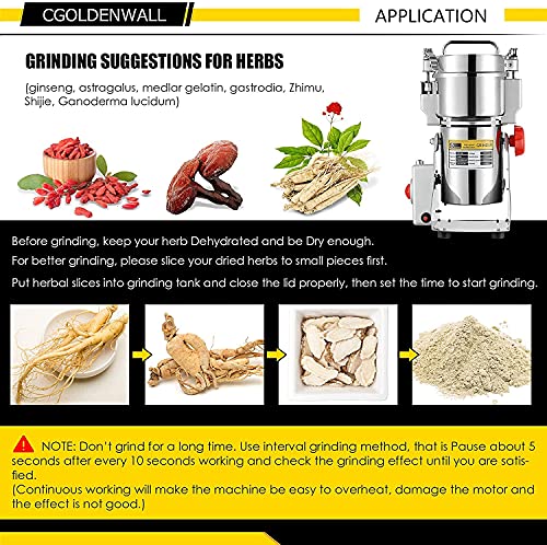 CGOLDENWALL 300g High-Speed Electric Grain Grinder Mill Stainless Steel for Commercial Spice Grinder Pulverizer for Dried Cereals Grains Spices Herbs 110V Gift for Mom/Wife