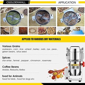 CGOLDENWALL 300g High-Speed Electric Grain Grinder Mill Stainless Steel for Commercial Spice Grinder Pulverizer for Dried Cereals Grains Spices Herbs 110V Gift for Mom/Wife