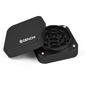 genchi herb grinder anodized aluminum (jet black 2 layer)