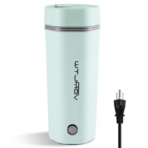 wtjmov portable electric kettle, small travel electric tea kettle fast water boil automatic shut-off 350ml mini cup (light green)