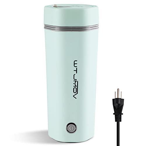 WTJMOV Portable Electric Kettle, Small Travel Electric Tea Kettle Fast Water Boil Automatic Shut-Off 350ML Mini Cup (Light Green)