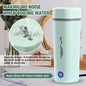 WTJMOV Portable Electric Kettle, Small Travel Electric Tea Kettle Fast Water Boil Automatic Shut-Off 350ML Mini Cup (Light Green)