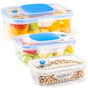 vacuum seal containers sets for food storage,bpa-free, various sizes to keep food fresher, 10oz/27oz/40oz, 6 piece set with lids,3 methods to vacuum, hand pressure/vacuum hose(diameter is <1.41'')/vacuum pump, good for inkbird vs01&vs03 vacuum sealer