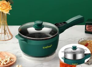 kaqiluo multi-function computer board electric hot pot 3l (including 1.5l inner pot + 1.5l steamer practical capacity),wok, rapid noodles cooker, steak pot, soup pot, cook rice, travel cooker, delay,keep warm (bee pot green)