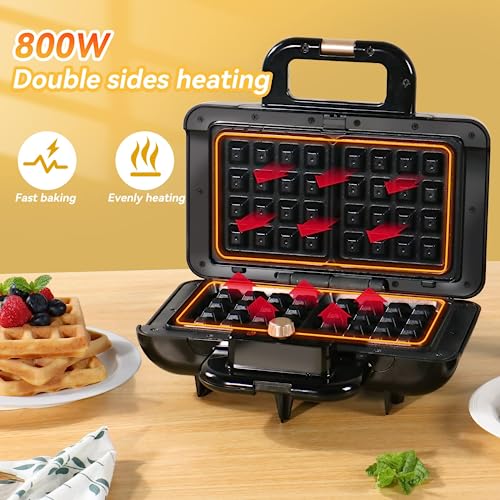 Mini Truck and Car Waffle Maker for Kids 2 in 1 Electric Non-Stick Waffle Maker Make 8 Fun Different Bulldozer Truck & More Shaped Waffles Pancake Breakfast Maker for Kids Unique Gifts for Kids