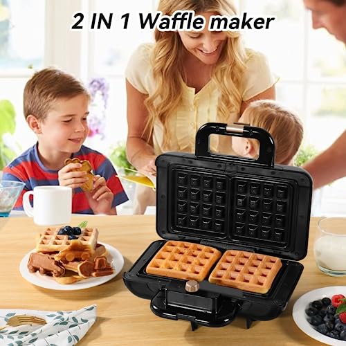 Mini Truck and Car Waffle Maker for Kids 2 in 1 Electric Non-Stick Waffle Maker Make 8 Fun Different Bulldozer Truck & More Shaped Waffles Pancake Breakfast Maker for Kids Unique Gifts for Kids