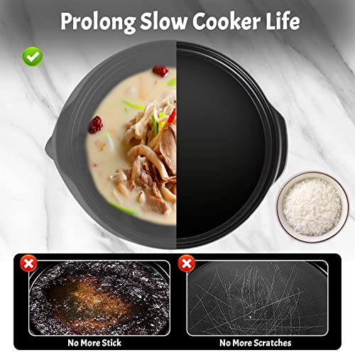 2 Pack Silicone Slow Cooker Liners Reusable Fit 6-8 Quarts Crockpot Leakproof & Easy Clean Bags Liners for Oval or Round Pot (Black+Gray)