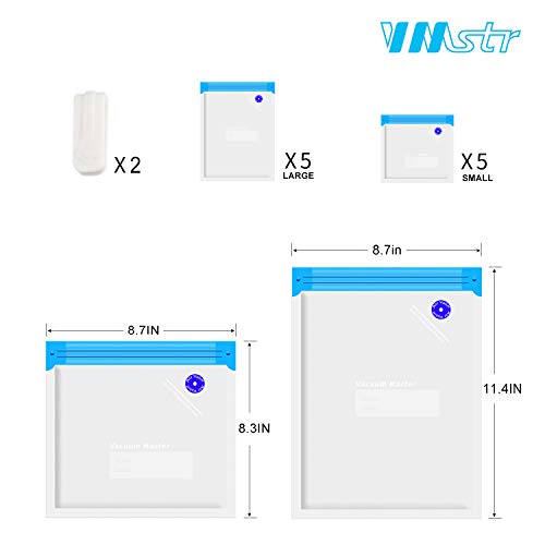 VMSTR 1-Quart BPA-Free Multilayer Construction Vacuum Zipper Bags, 10 Count