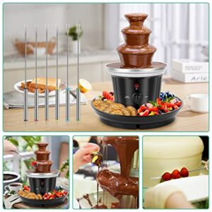 BTToyy 20-OZ Chocolate Fountain,3-Tier Electric Melting Machine with 6Pcs Forks and Removable Serving Tray,Mini Hot Chocolate Fondue Pot Fountain Party Fondue for for Nacho Cheese, BBQ Sauce,Ranch,Liqueurs