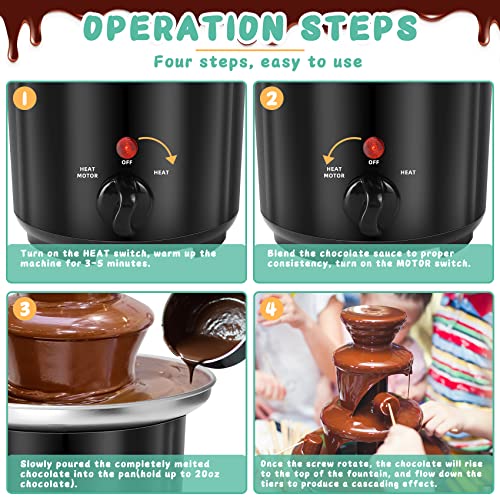 BTToyy 20-OZ Chocolate Fountain,3-Tier Electric Melting Machine with 6Pcs Forks and Removable Serving Tray,Mini Hot Chocolate Fondue Pot Fountain Party Fondue for for Nacho Cheese, BBQ Sauce,Ranch,Liqueurs