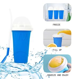 SBOQIXFM Slushie Maker Cup，Milkshake Maker Slushy Machine with，Magic Quick Frozen Smoothies Cup， DIY Homemade Squeeze Icy Cup (blue)