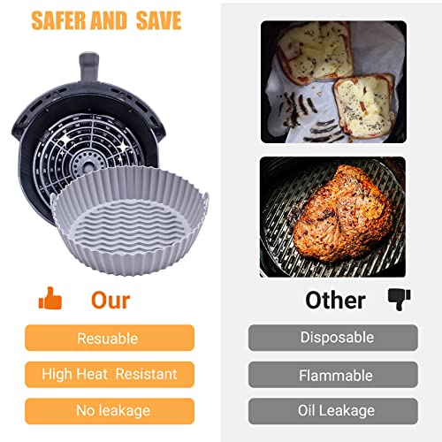 3-Pack Air Fryer Silicone Pot, Silicone gloves，8.0 Inch Air Fryer Basket, Food Grade Air Fryer Accessories, Reusable Air Fryer Liner,Easy Clean-Up for 3 to 5 QT silicone air fryer liners