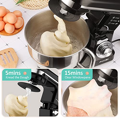 FIMEI Stand Mixer, 5.5 Qt Food Mixer, 6-Speed Tilt-Head Kitchen Mixer (Dough Hook and Beater with Ceramic Glaze, Whisk), Lower Noise, Anti-Slip (Black)