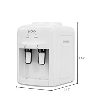 UMOMO Top Loading Water Cooler Dispenser, Countertop Water Cooler Dispenser, Holds 3 or 5 Gallon Bottle, Hot & Cold Water, for Home and Office Use, White(Water Bottle NOT Included)