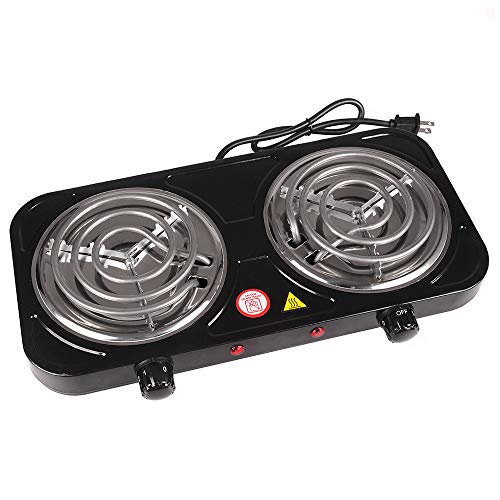 Boshen Portable Electric Double Coil Burners Countertop Hot Plate Home Outdoor Automatic Temperature Control