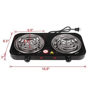 Boshen Portable Electric Double Coil Burners Countertop Hot Plate Home Outdoor Automatic Temperature Control