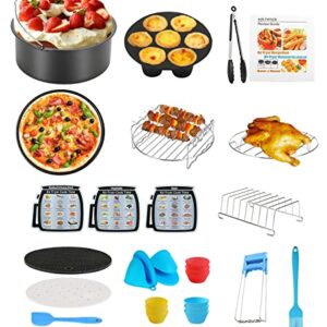 8 Inch Air Fryer Accessories 17Pcs Compatible with Chefman,Ninja,Gourmia,Cosori,Power XL,Instant Vortex Air Fryer,Fit All Above 4.2Qt Air Fryer,Oven Accessories