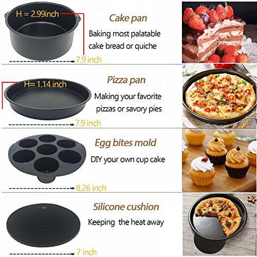 8 Inch Air Fryer Accessories 17Pcs Compatible with Chefman,Ninja,Gourmia,Cosori,Power XL,Instant Vortex Air Fryer,Fit All Above 4.2Qt Air Fryer,Oven Accessories