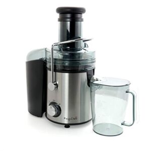 megachef wide mouth extractor juice machine with dual speed centrifugal stainless steel juicer, 3.5 cup, chrome silver