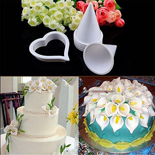 7pcs/set sugar craft fondant cake tool Calla lily flower decorating plunger cutter mold -Pier 27