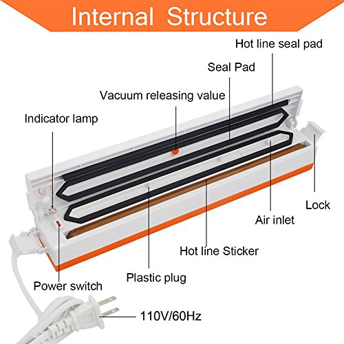 TINTON LIFE Vacuum Sealer Package Machine Sealing System Heat Sealer for Food Fruits Meat with Free Vacuum Bags, 15 Piece