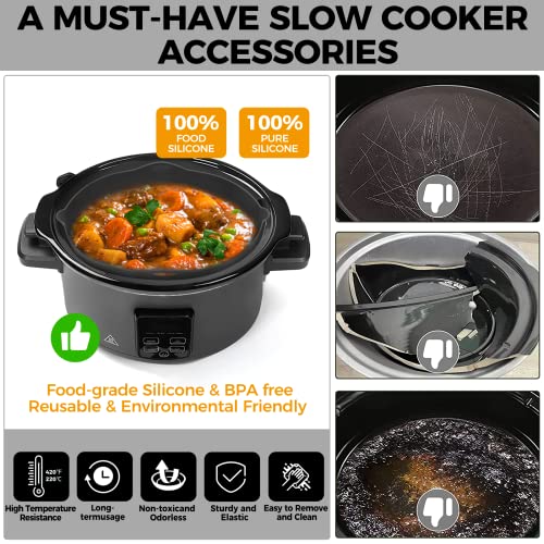 Buauty Crock Pot Liners Fit 7 Quart Oval Crockpots, Food-grade Silicone Large Size Slow Cooker Liners Leakproof & BPA Free & Dishwasher Safe & Reusable Liner Instead of Disposable Crock Pot Liner(7Quart)