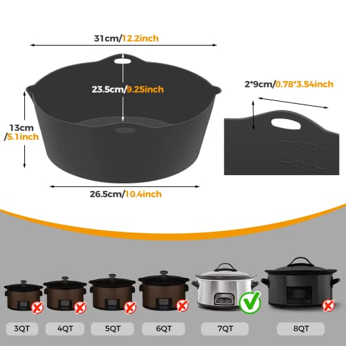 Buauty Crock Pot Liners Fit 7 Quart Oval Crockpots, Food-grade Silicone Large Size Slow Cooker Liners Leakproof & BPA Free & Dishwasher Safe & Reusable Liner Instead of Disposable Crock Pot Liner(7Quart)