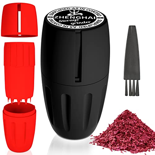 ZHENGHAI Spice Grinder (2 Pack) Storage And Grinding All In One System, Grinders for Kitchen, Equipped With Cleaning Brushes (Black & Red)