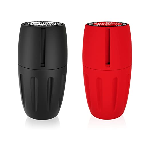 ZHENGHAI Spice Grinder (2 Pack) Storage And Grinding All In One System, Grinders for Kitchen, Equipped With Cleaning Brushes (Black & Red)