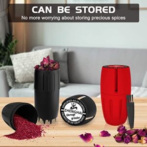 ZHENGHAI Spice Grinder (2 Pack) Storage And Grinding All In One System, Grinders for Kitchen, Equipped With Cleaning Brushes (Black & Red)