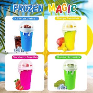 Nenkarn Slushy Maker Cup, Upgrade 17oz/500ml Slushie Cup, TIK TOK Quick Frozen Magic Cup, Double Layers Slushie Maker Cup, Fasting Cooling Make And Serve Slushy Cup For Milk Shake, Smoothies, Slushies (Blue)