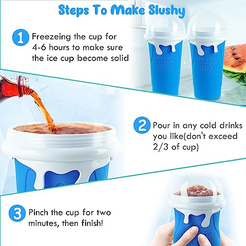 Nenkarn Slushy Maker Cup, Upgrade 17oz/500ml Slushie Cup, TIK TOK Quick Frozen Magic Cup, Double Layers Slushie Maker Cup, Fasting Cooling Make And Serve Slushy Cup For Milk Shake, Smoothies, Slushies (Blue)