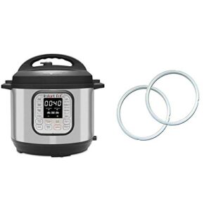 instant pot duo 7-in-1 electric pressure cooker, 8 quart, 14 one-touch programs & genuine instant pot sealing ring 2 pack clear 8 quart