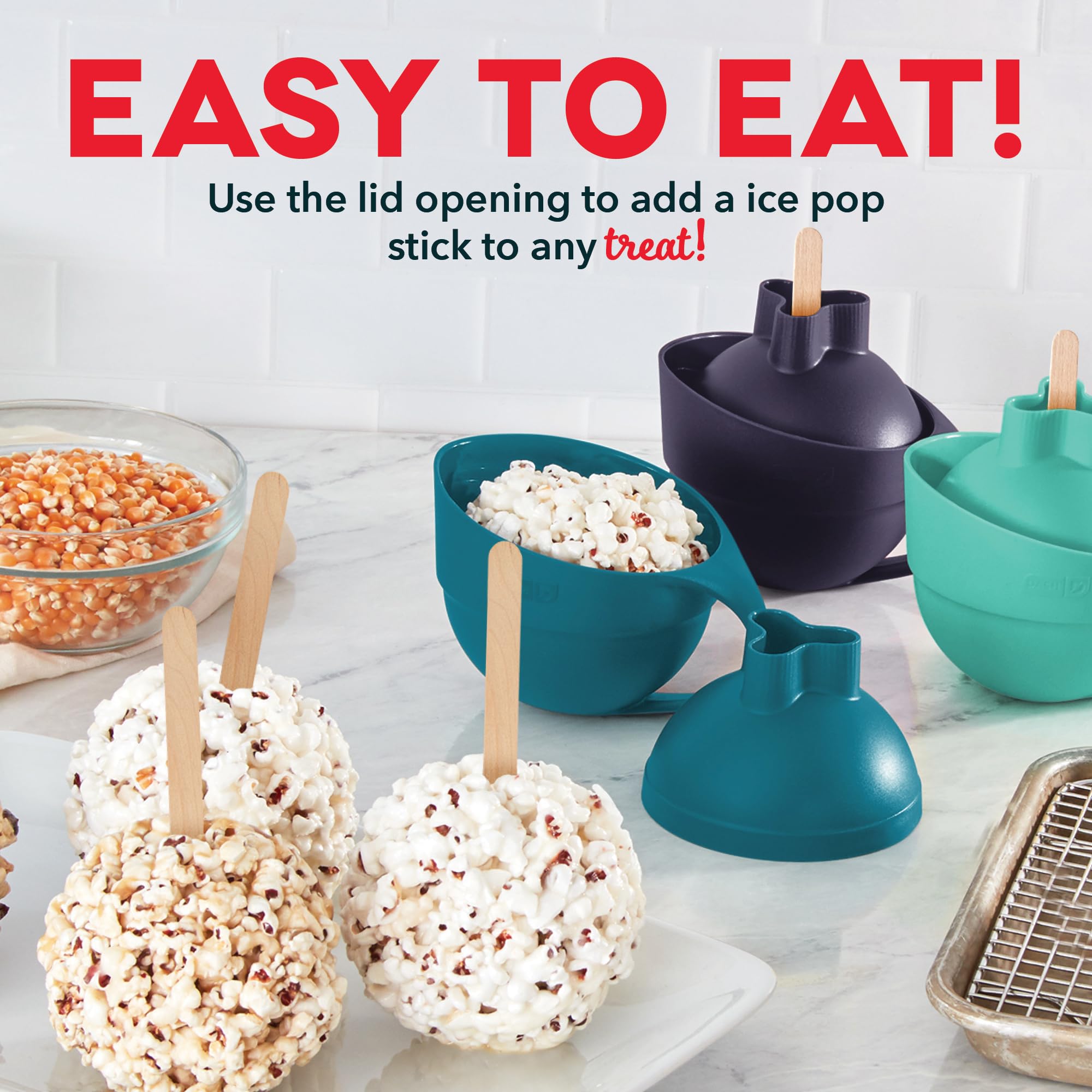 Dash Popcorn Ball Maker, Set of 4 (Aqua Multi-Color)