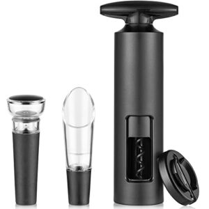 vinflow5 wine opener 4-piece set (manual wine bottle corkscrew w/vacuum stopper, pourer spout & foil cutter)…