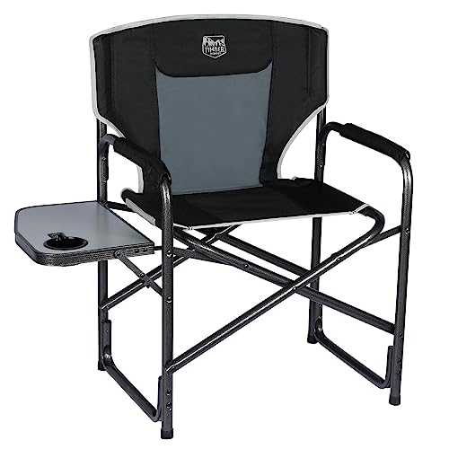 TIMBER RIDGE Lightweight Oversized Camping Chair, Portable Aluminum Directors Chair with Side Table for Outdoor Camping, Lawn, Picnic and Fishing, Supports 400lbs (Black) Ideal Gift